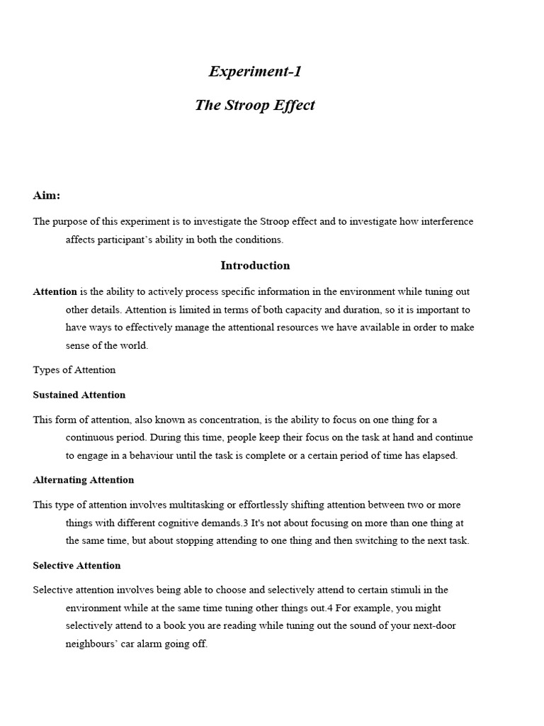 The Stroop Effect | PDF | Attention | Experiment