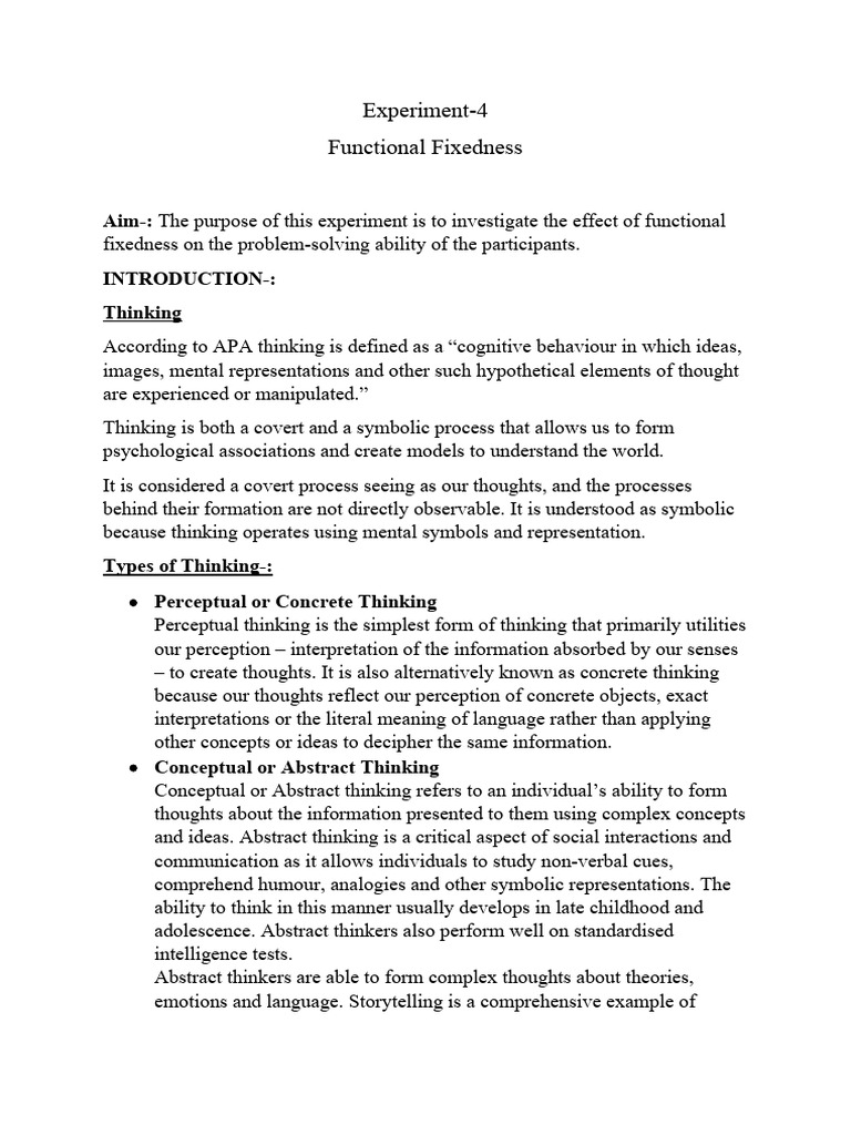 Functional Fixedness | PDF | Thought | Abstraction