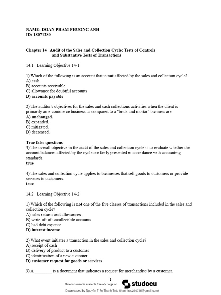 Audit of Sales & Collection Cycle | PDF | Debits And Credits | Invoice