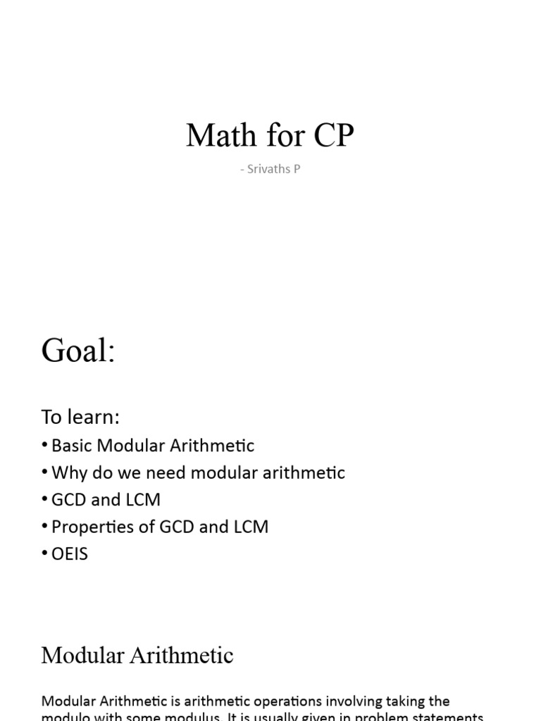Modular Arithmetic and GCD/LCM Guide | PDF