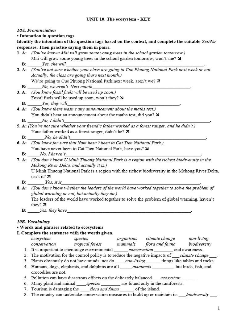 UNIT 10. The Ecosystem - KEY | PDF | Oceans | Giant Panda