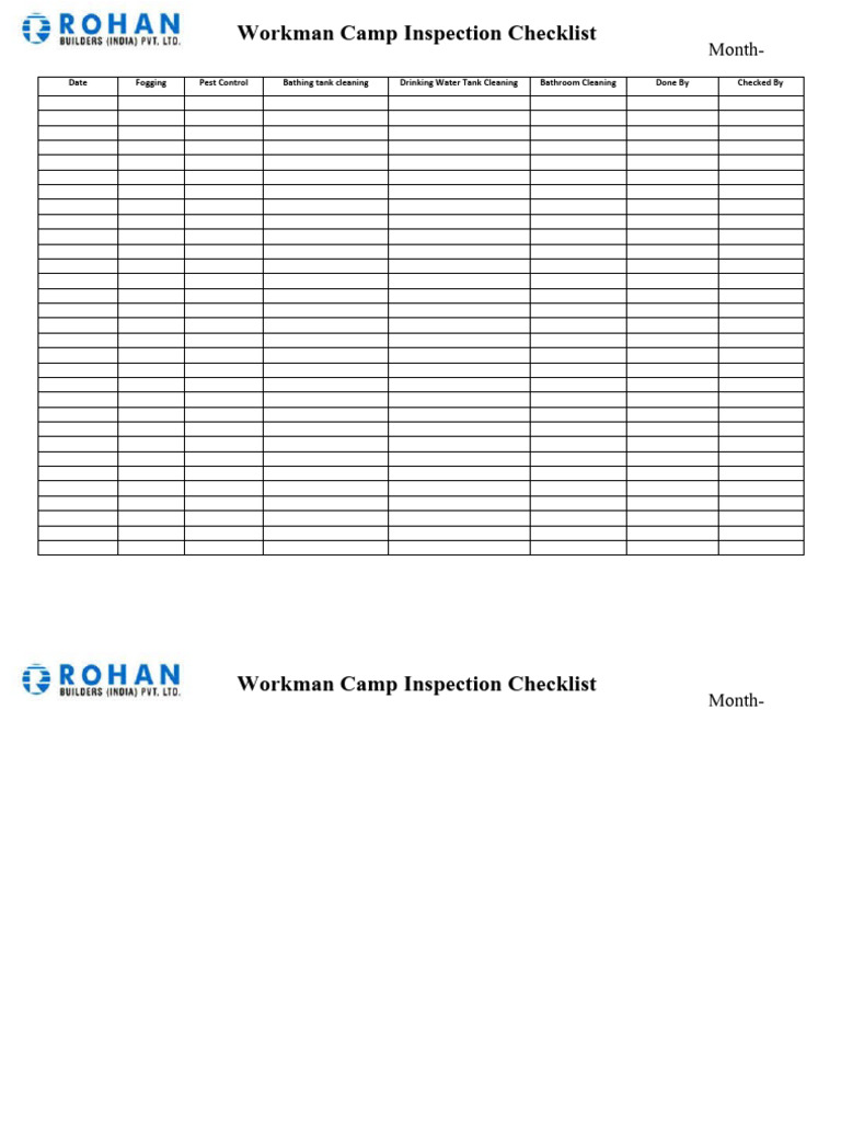 Labour Camp Inspection Sheet | PDF