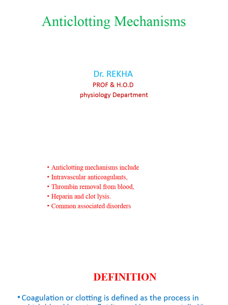 Anti Clotting System | PDF | Coagulation | Thrombus