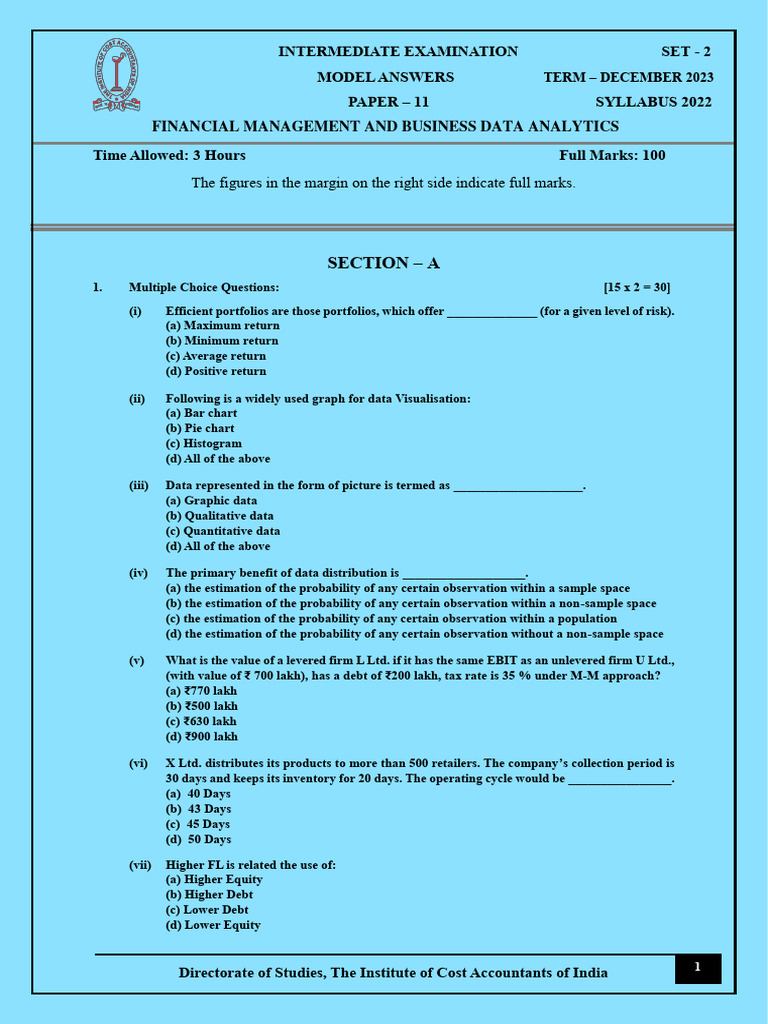 Paper11 Syl22 Dec23 Set2 Sol | PDF | Repurchase Agreement | Money Market
