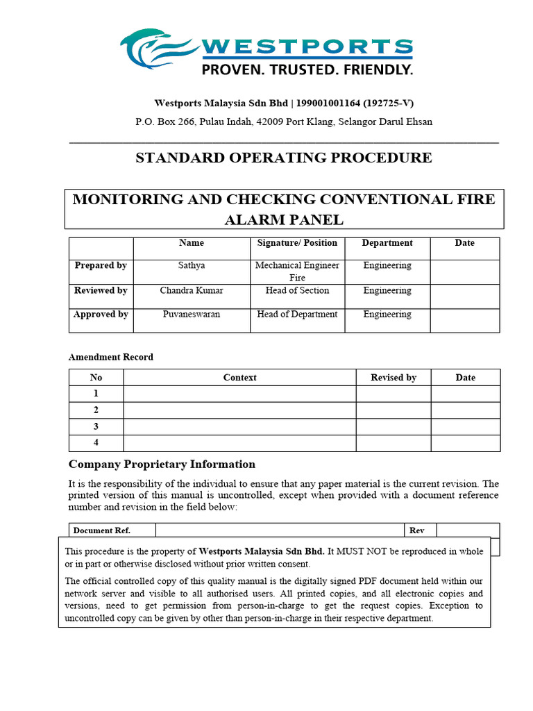 Sop Monitor and Check Conventional Fire Alarm Panel | PDF | Safety