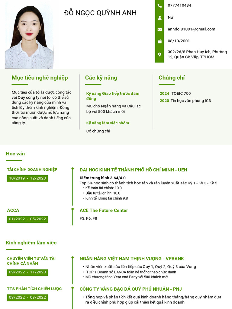 Do Ngoc Quynh Anh TopCV - VN 120324.141110 | PDF