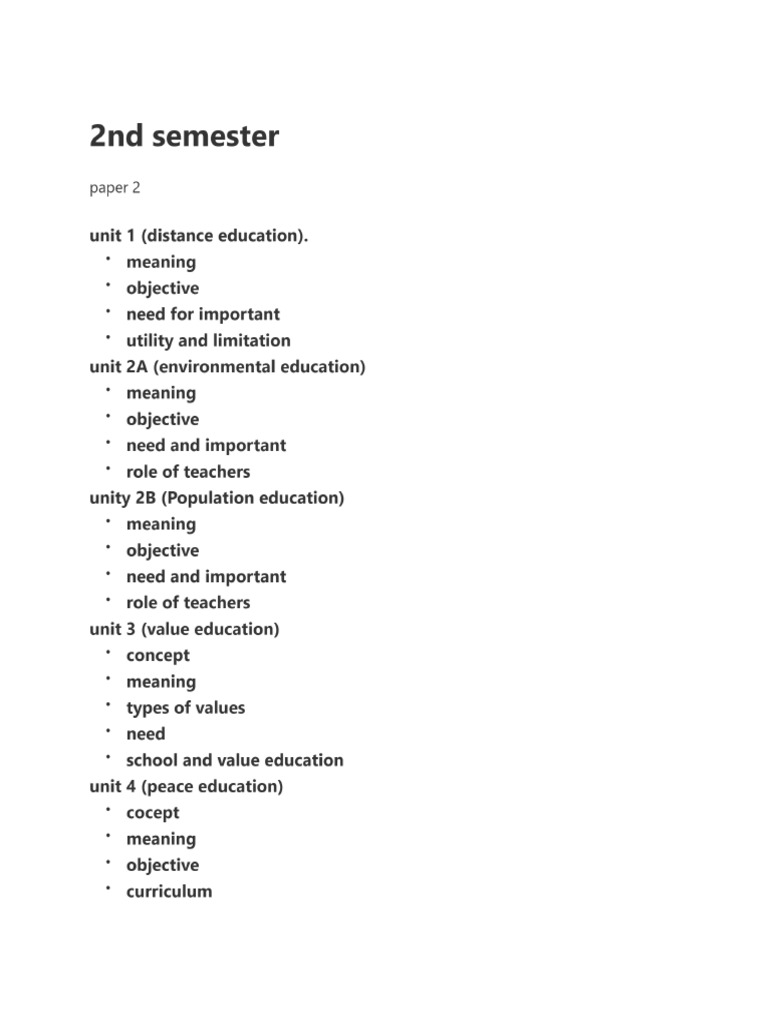 2nd Semester | PDF