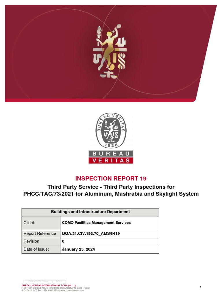 Inspection Report DOA.21.CIV.193.70 - AMS-IR19 | PDF | Doha | Building ...