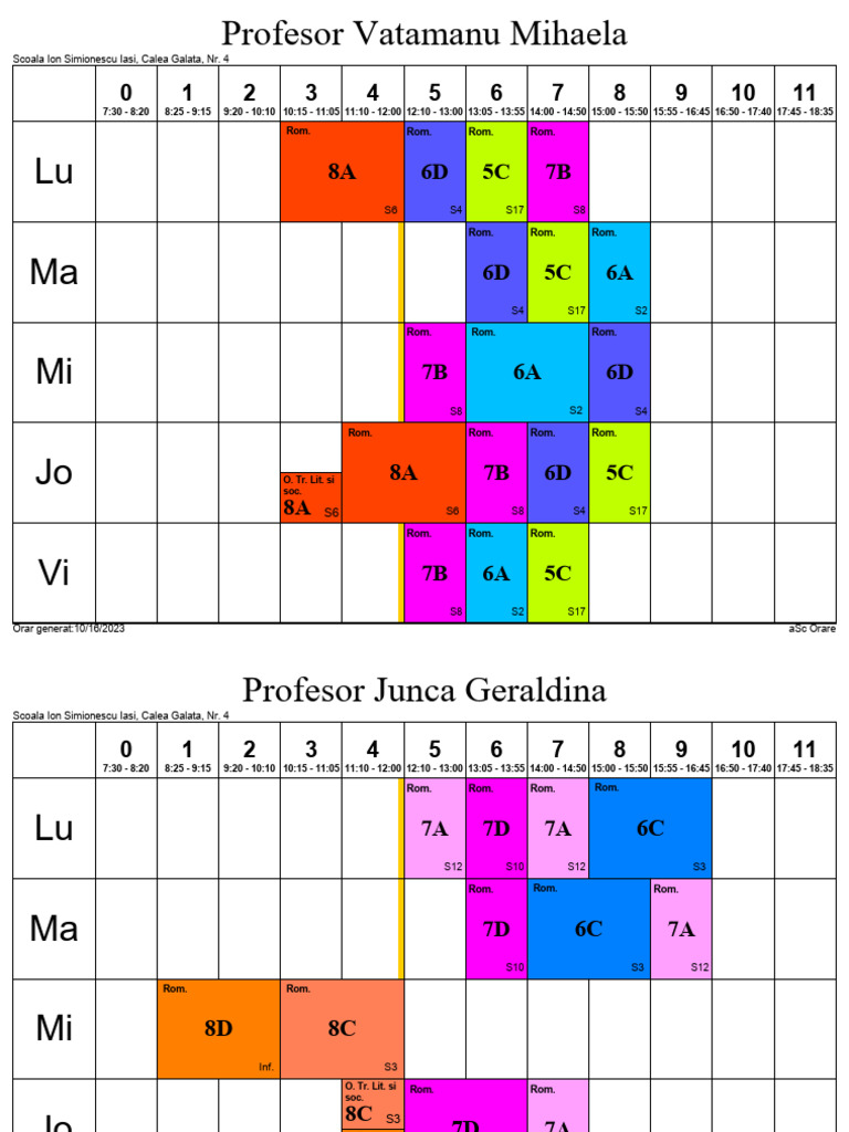 Orar 2023 Profesori | Download Free PDF | Zürich