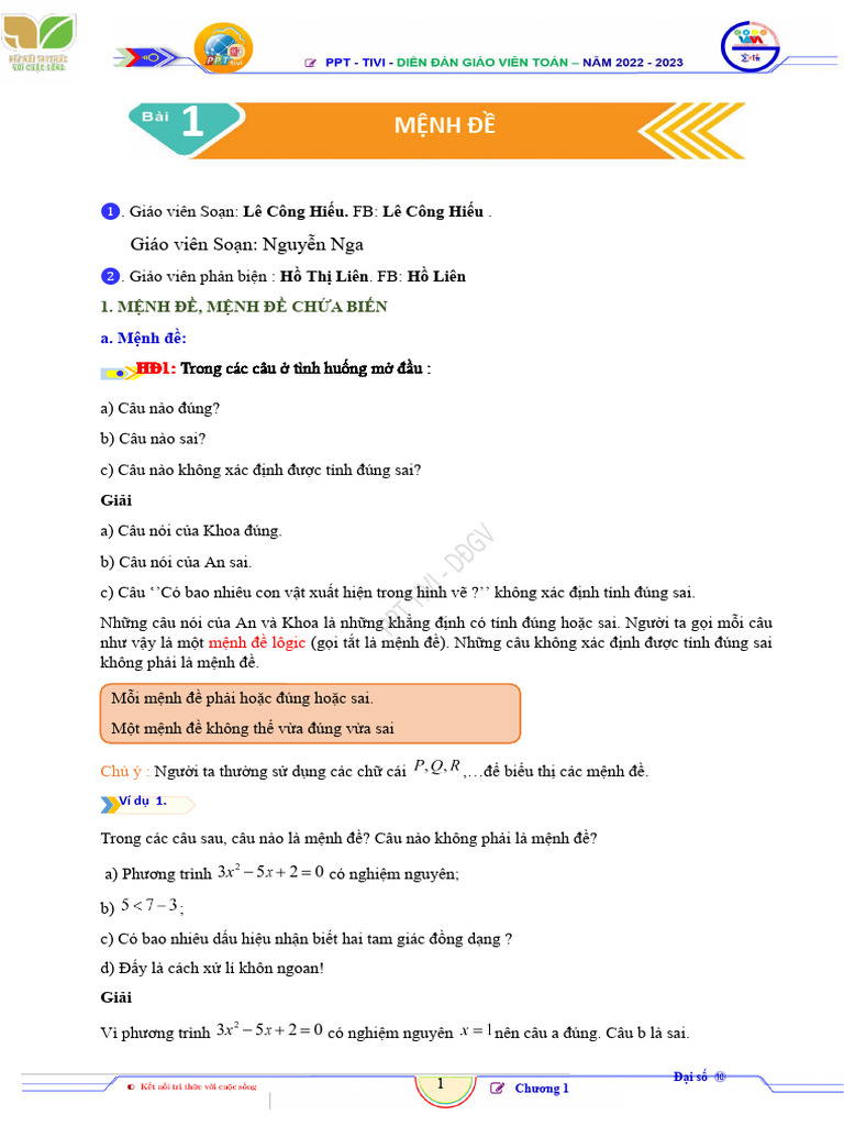 KNTT - C1 - B1 - Menh de | PDF