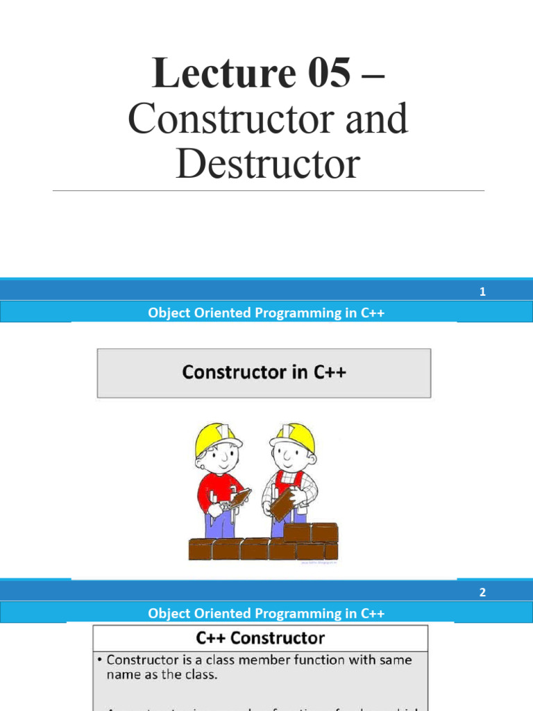 Lecture 5 Constructor and Destructor 22032024 024722pm | PDF | C++ | Constructor (Object ...
