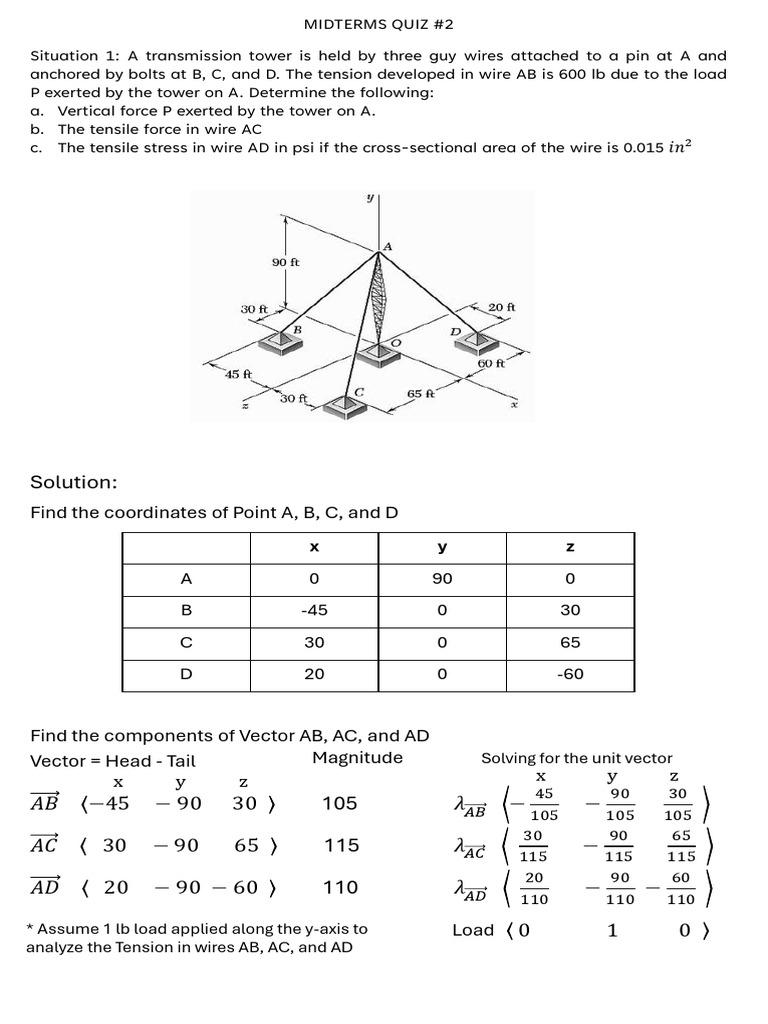 Midterms Quiz 2 Solution | PDF | Stress (Mechanics) | Euclidean Vector