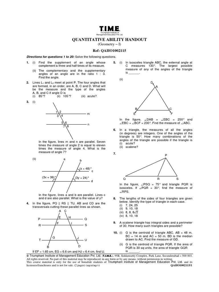 Geometry - I | PDF | Triangle | Euclid
