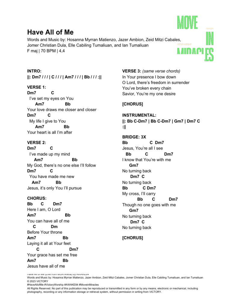 VW Official-Have-All-Of-Me-Chord-Chart | PDF | Song Structure | Musicology