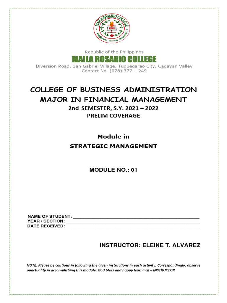 Strategic Management Module Overview | PDF | Learning | Strategic Management