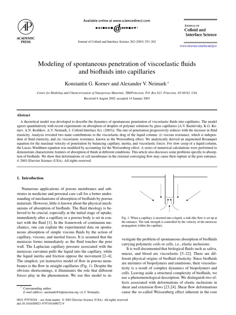 Modeling of Spontaneous Penetration of Viscoelastic Fluids | PDF | Fluid Mechanics | Viscoelasticity