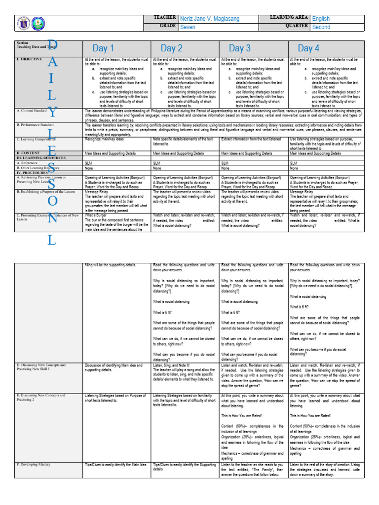 Main Idea and Supporting Idea | PDF | Information | Learning