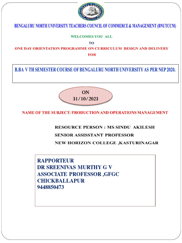 BBA Production and Operations Syllabus | PDF | Inventory | Scope ...