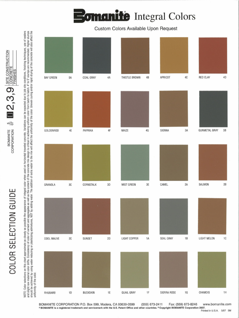 Bomanite - Integral Color Chart | PDF