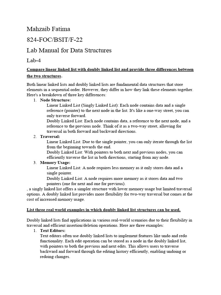 DSA Lab 4 | PDF | Algorithms And Data Structures | Software Engineering DSA Lab 4 | PDF | Algorithms And Data Structures | Software Engineering