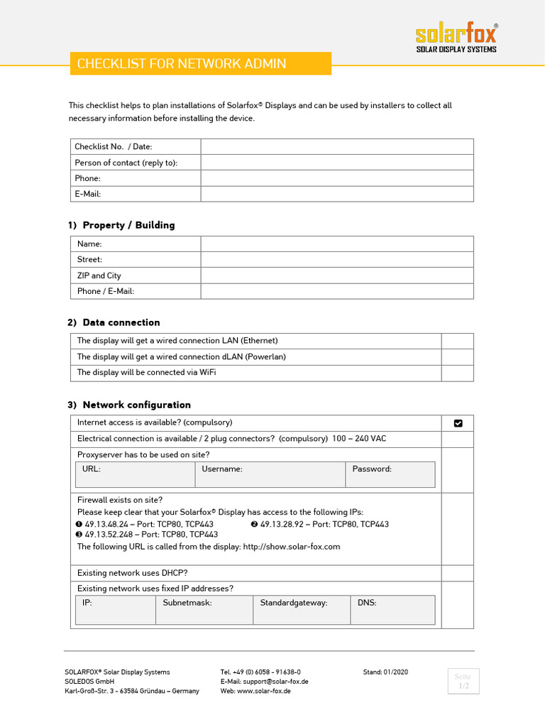 Checklist IT Administrators | PDF | Computer Network | Ip Address