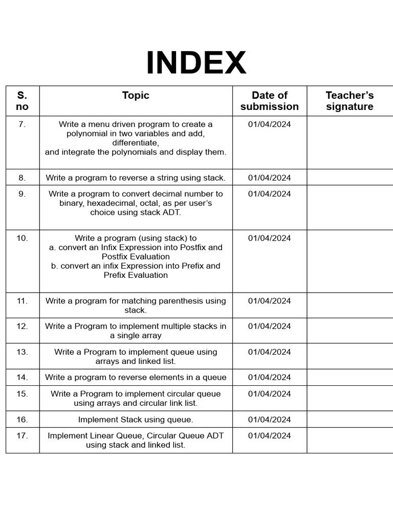 INDEX-DS Lab | PDF | Computer Programming | Algorithms And Data Structures