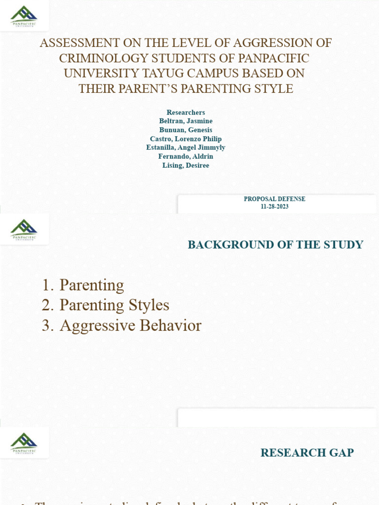 Parenting Styles & Student Aggression | PDF | Aggression | Methodology