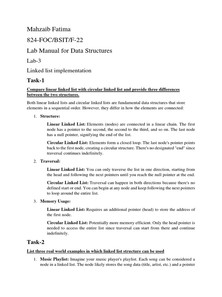 Lab Manual For Data Structures Pdf Pointer Computer Programming Computer Programming 0664