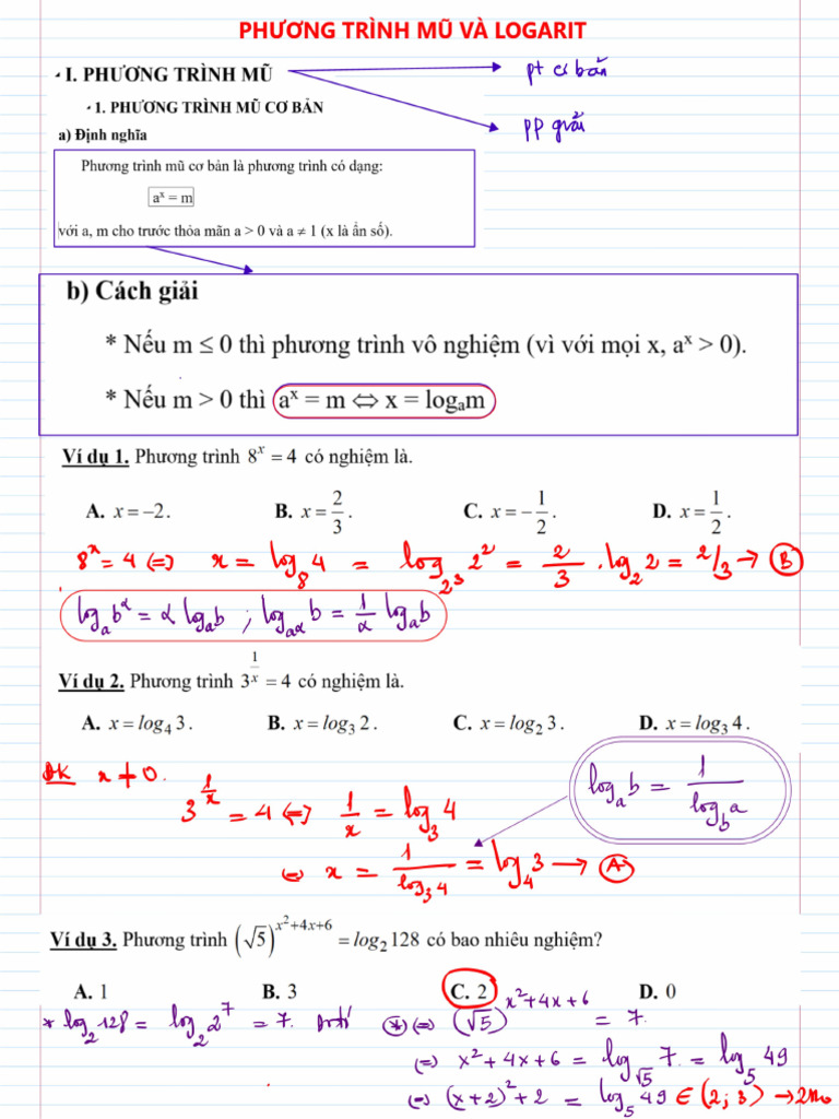 11 Toán_Phương Trình Mũ Và Phương Trình Logarit | PDF
