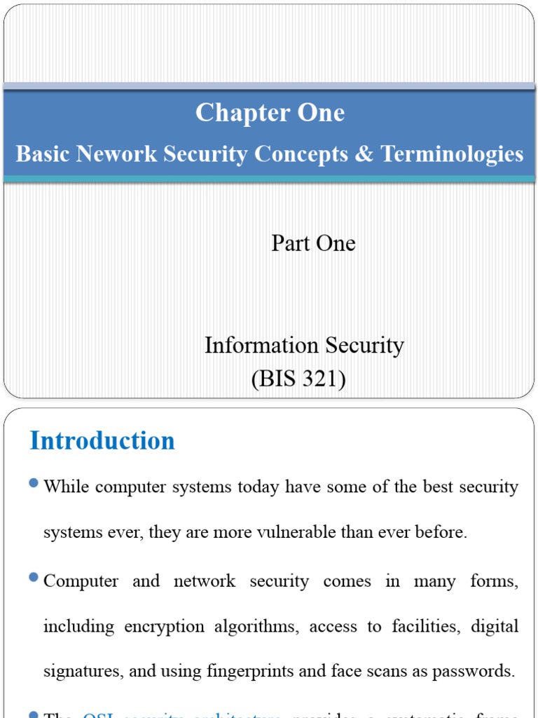 BIS 321 Chapter One Part One | PDF | Information Security | Security