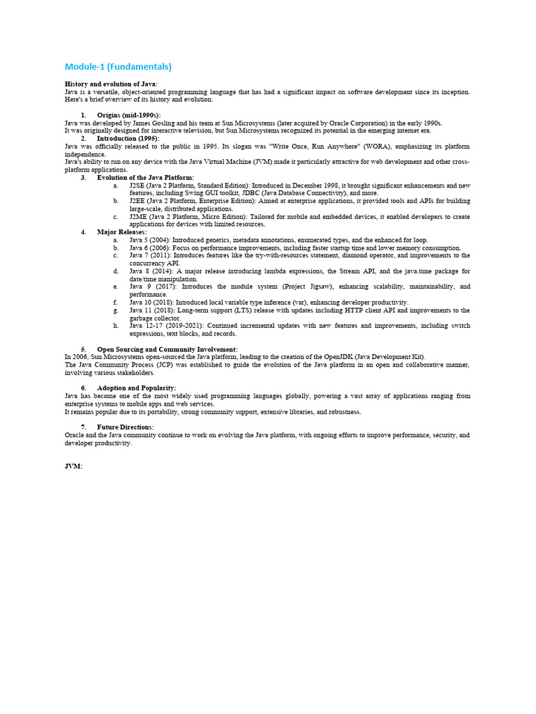 Notes-Java | PDF | Java (Programming Language) | Java (Software Platform)