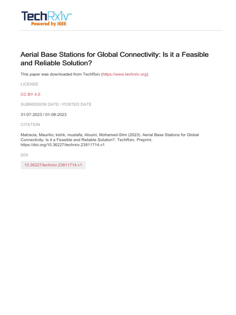 Aerial Base Stations for Rural Connectivity | PDF | Unmanned Aerial ...