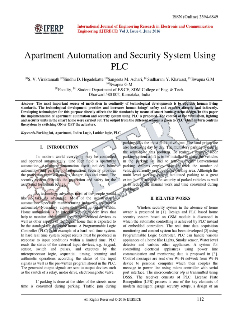 Apartment Automation and Security System Using PLC | PDF | Programmable ...