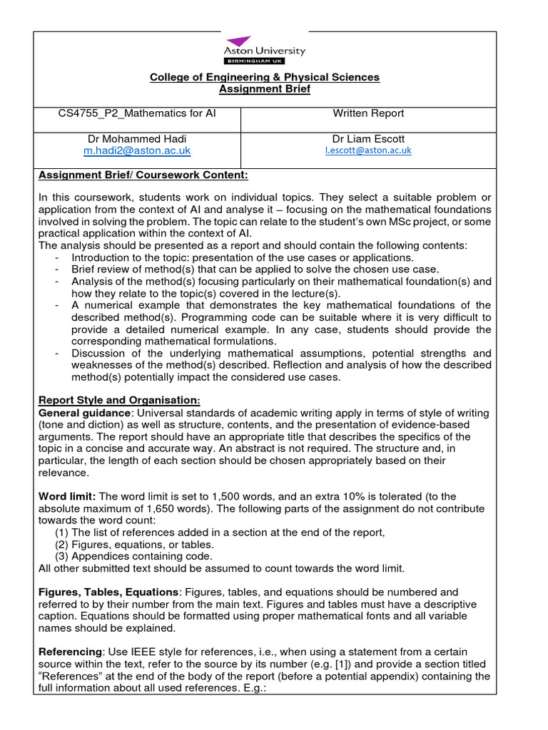 Assignment Brief - Math For AI - P2 - 23-24 | PDF | Mathematics ...
