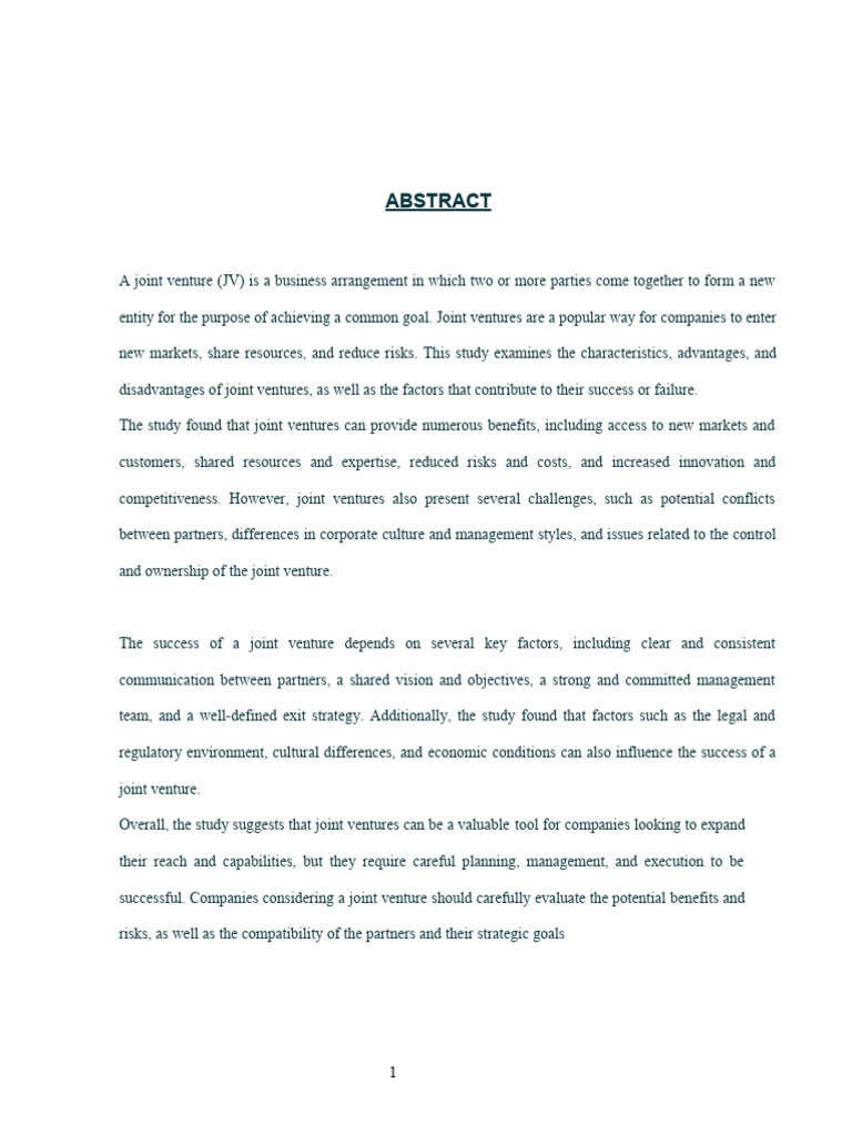 Joint Venture Project | PDF | Sony | Joint Venture