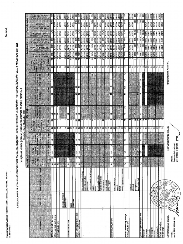 Anexa 4 - Analiza Plan Realizat CL A IX-a 2023-2024 | PDF
