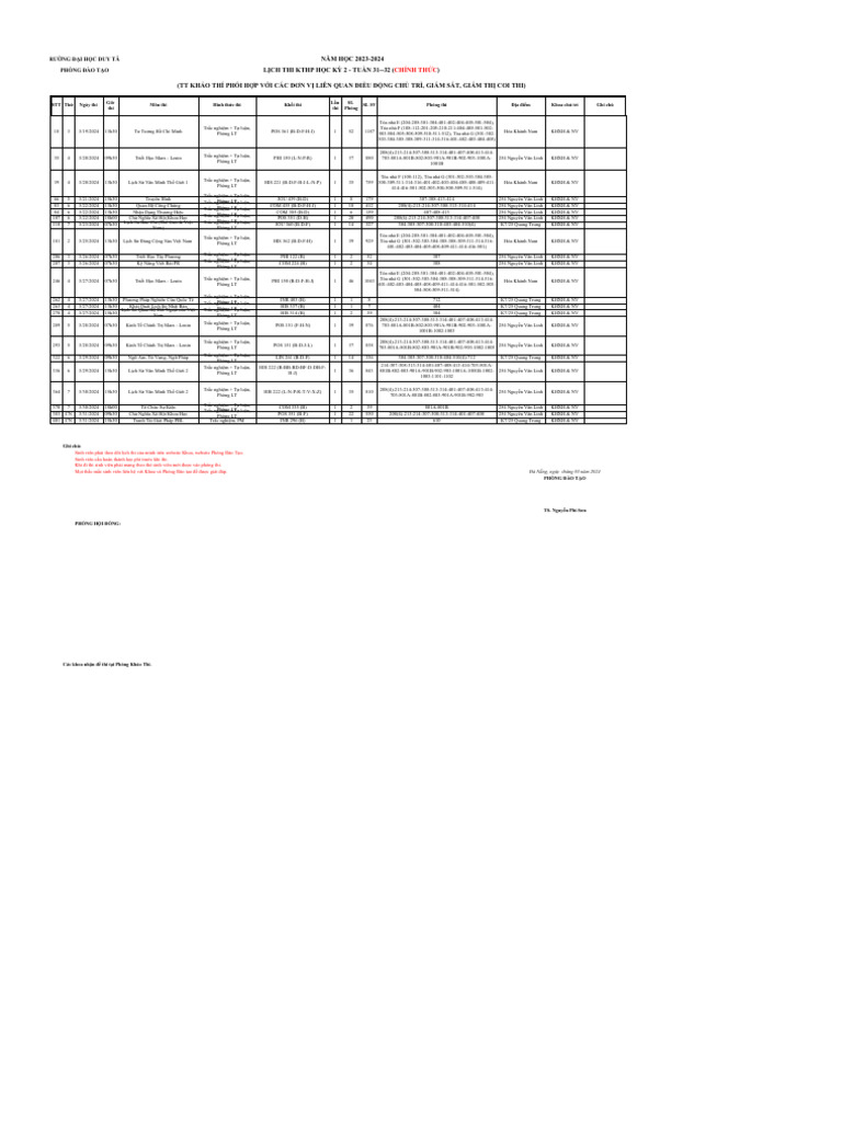 Lịch Thi KTHP-giai Đoạn 1 | PDF
