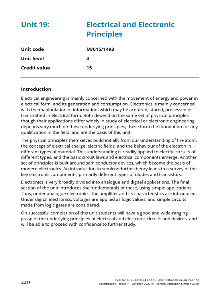 U19 Electrical and Electronic Principles | PDF | Electronics ...