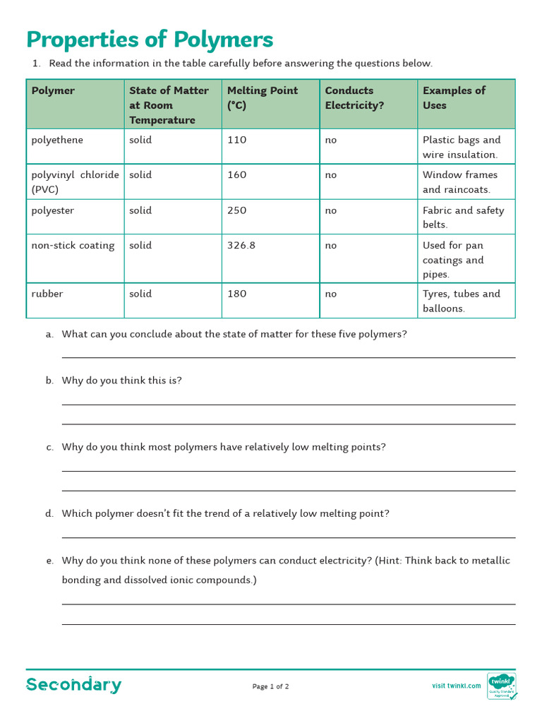 Properties of Polymers | PDF | Polymers | Solid