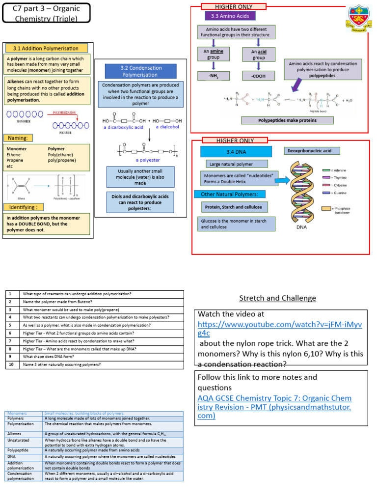 Summary Polymers | PDF | Polymerization | Alkene