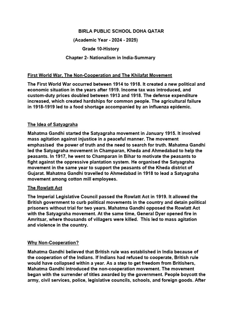 Nationalism in India: Chapter Summary | PDF | Mahatma Gandhi | Indian ...