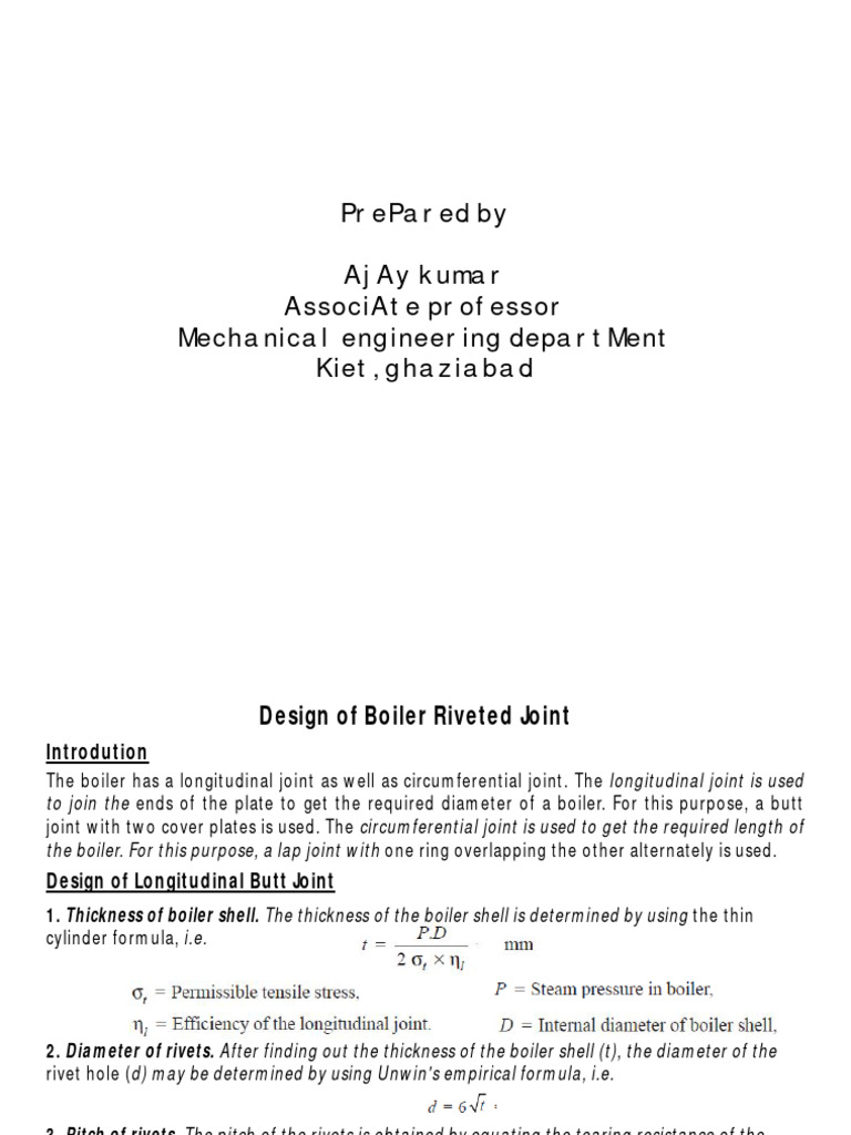Boiler Joint Design Guide | PDF | Rivet | Boiler