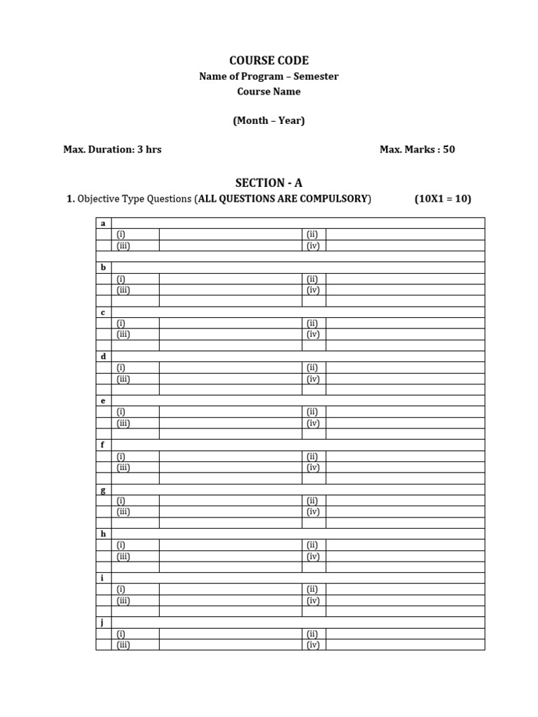 Exam Format for Engineering Course | PDF