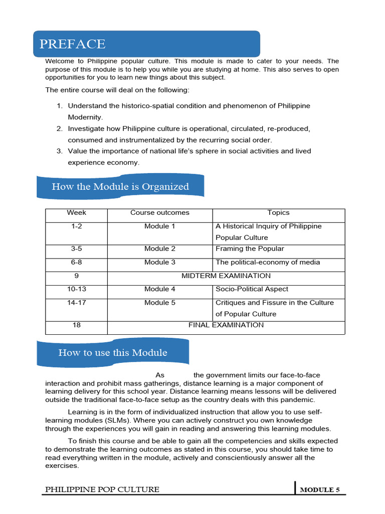 Philippine Pop Culture Module 5 | PDF | Learning | Nonverbal Communication