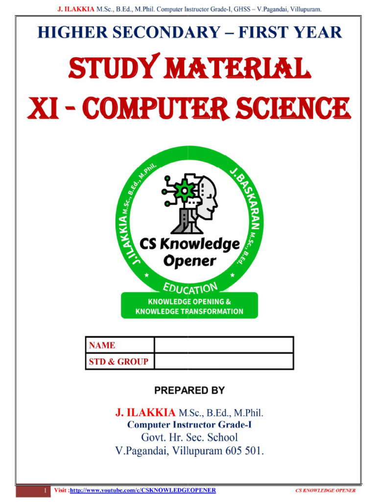 Xi - Cs em Study Material 2022-2023 | PDF