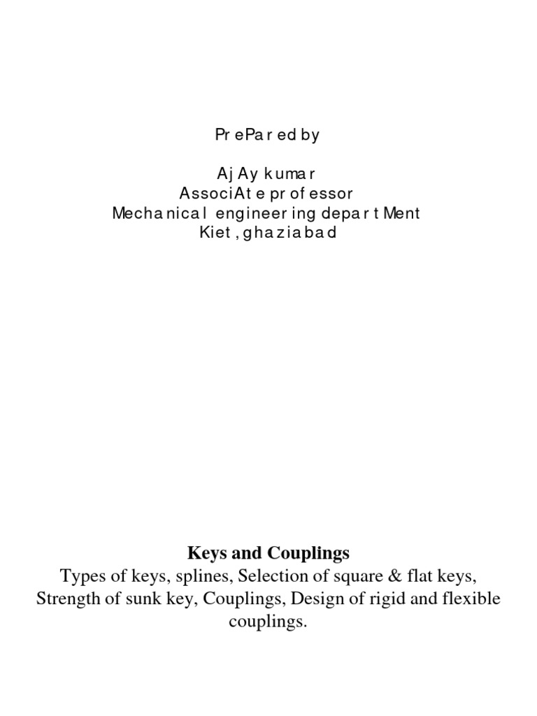 Unit 3 Design of Keys | Download Free PDF | Strength Of Materials ...
