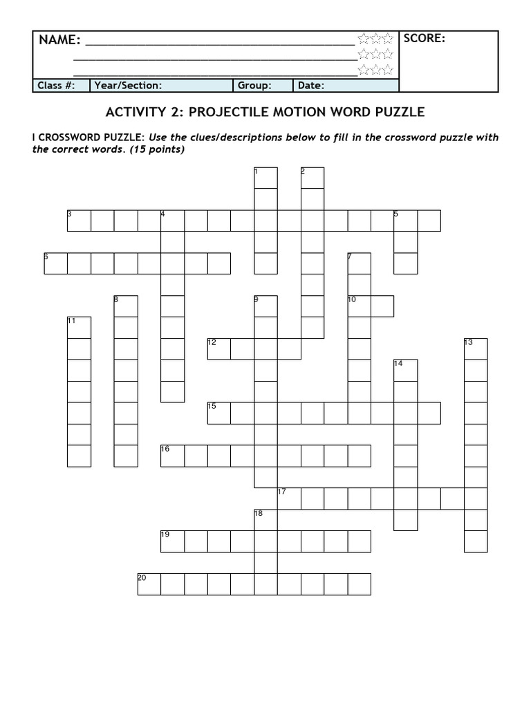 Rinhs Science 9 4th Activity 2 Projectile Motion Word Puzzle | PDF ...