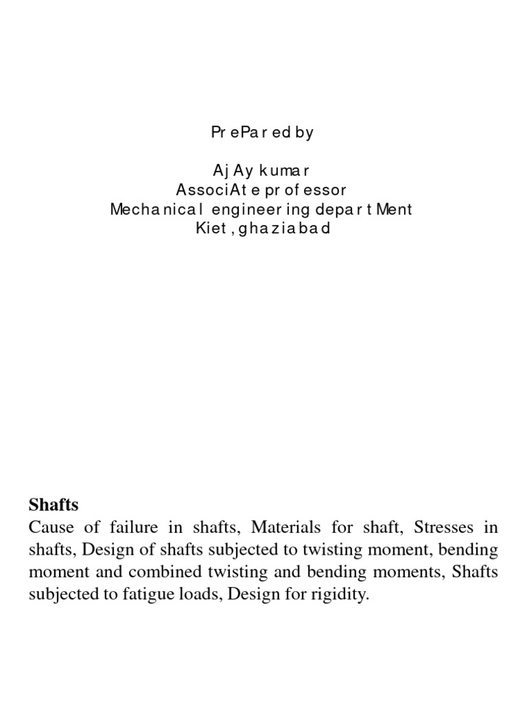 Unit 3 Design Of Shafts Pdf Belt Mechanical Bending