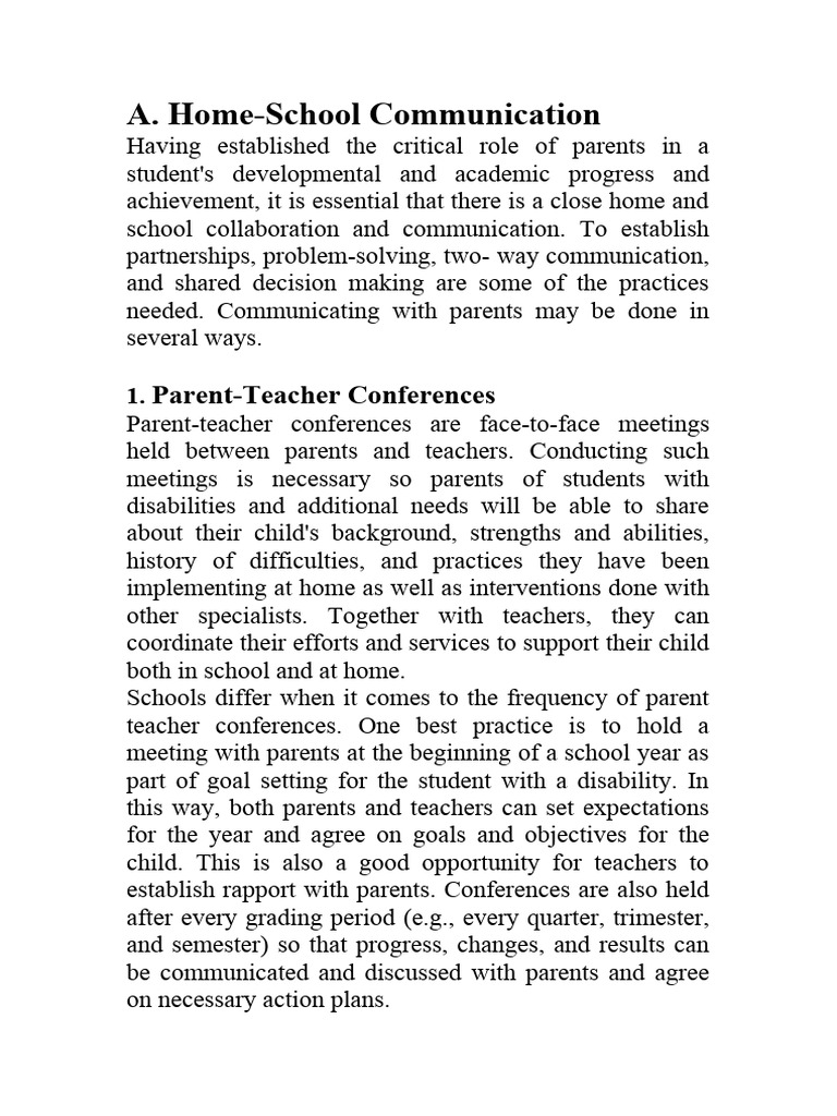 Home-School Communication | PDF | Communication | Teachers