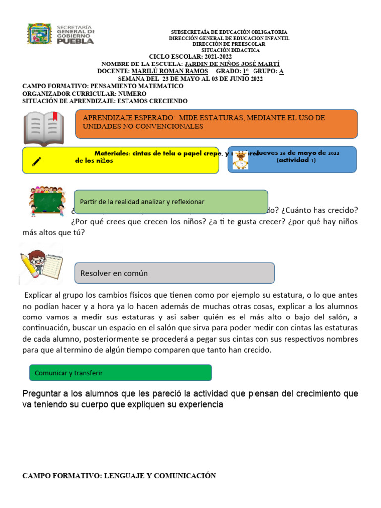 Actividades Para Preescolar Pdf Educación De La Primera Infancia